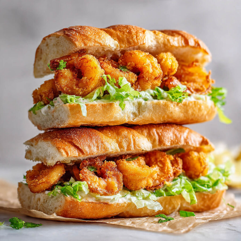 crispy air fryer shrimp po’ boys | bbqblaze.com